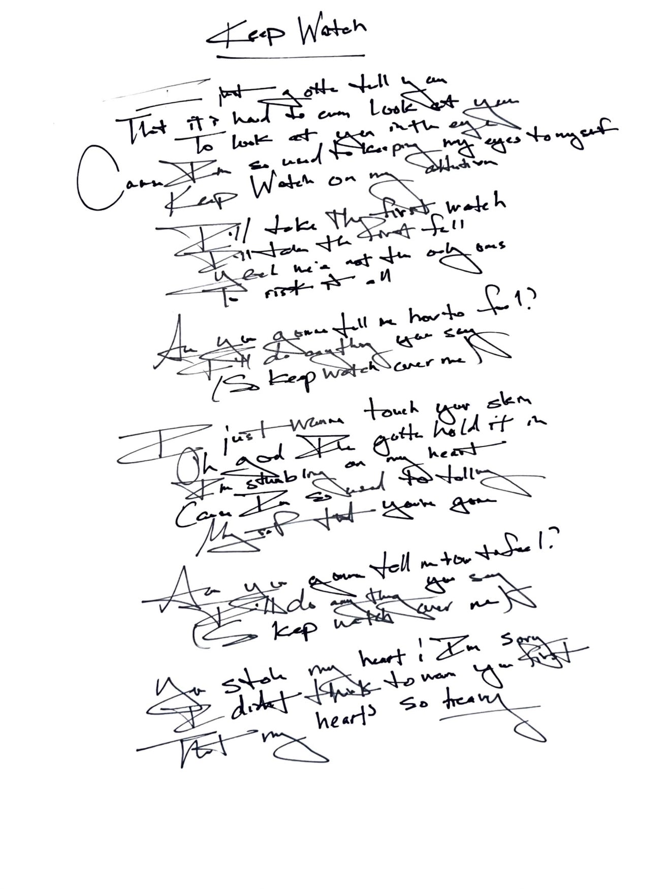 Keep Watch Handwritten Lyric Sheet – A Story Told | Official Store